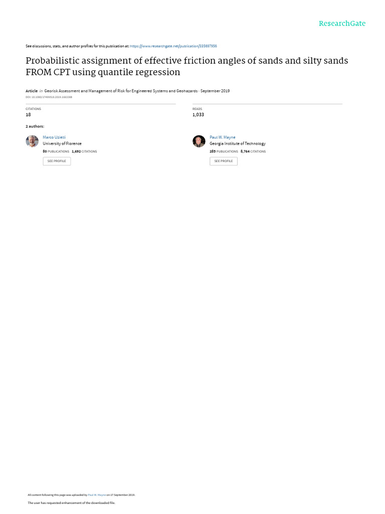 Probabilistic Assignment of Effective Friction Angle of Sands and Silty ...