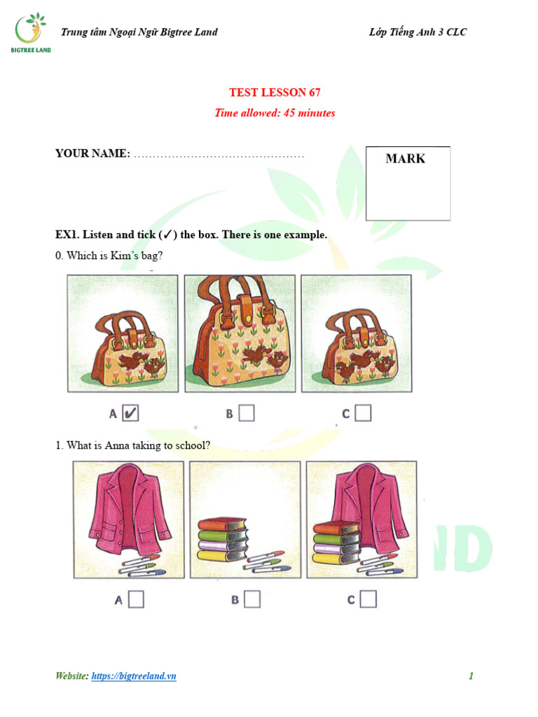Key - Test Lesson 67 | PDF