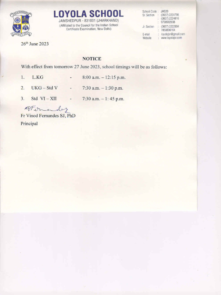 Notice Regarding Regular Timing | PDF