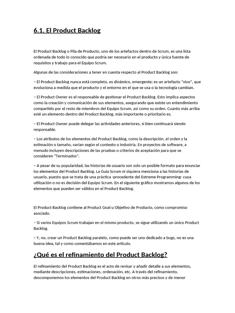 El Product Backlog | PDF | Scrum (desarrollo de software)