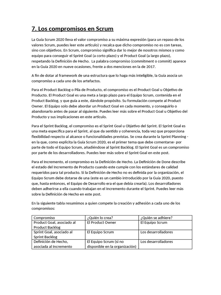 Los Compromisos en SCRUM | PDF | Scrum (desarrollo de software)