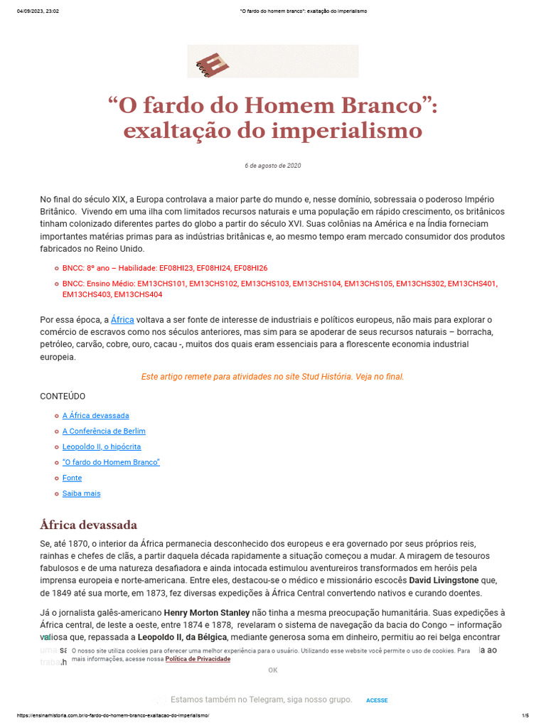 O Fardo do Homem Branco e o Imperialismo | PDF | África | Europa