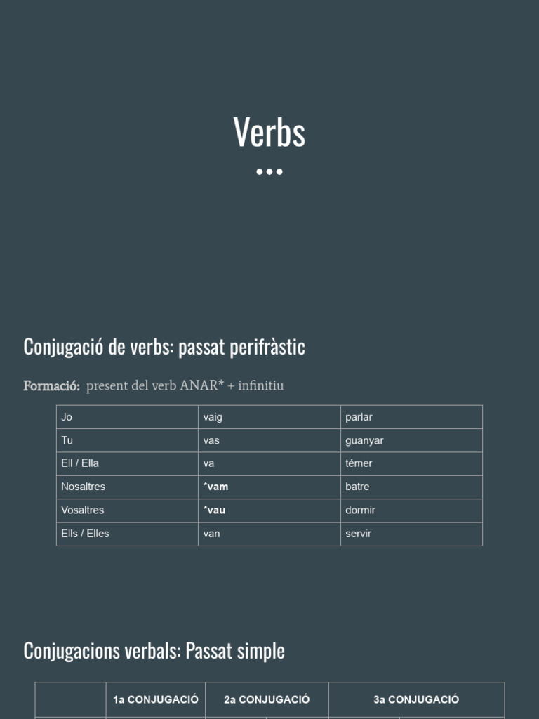 Verbs - Passat Perifràstic I Passat Simple | PDF