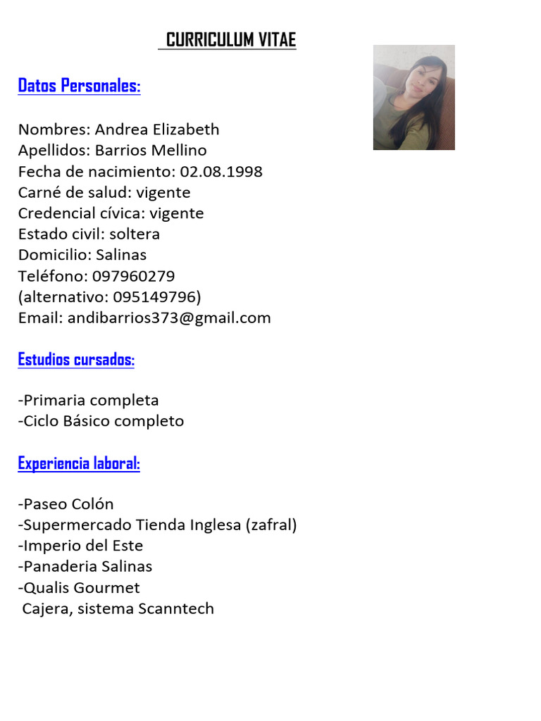 Curriculum Andrea | PDF