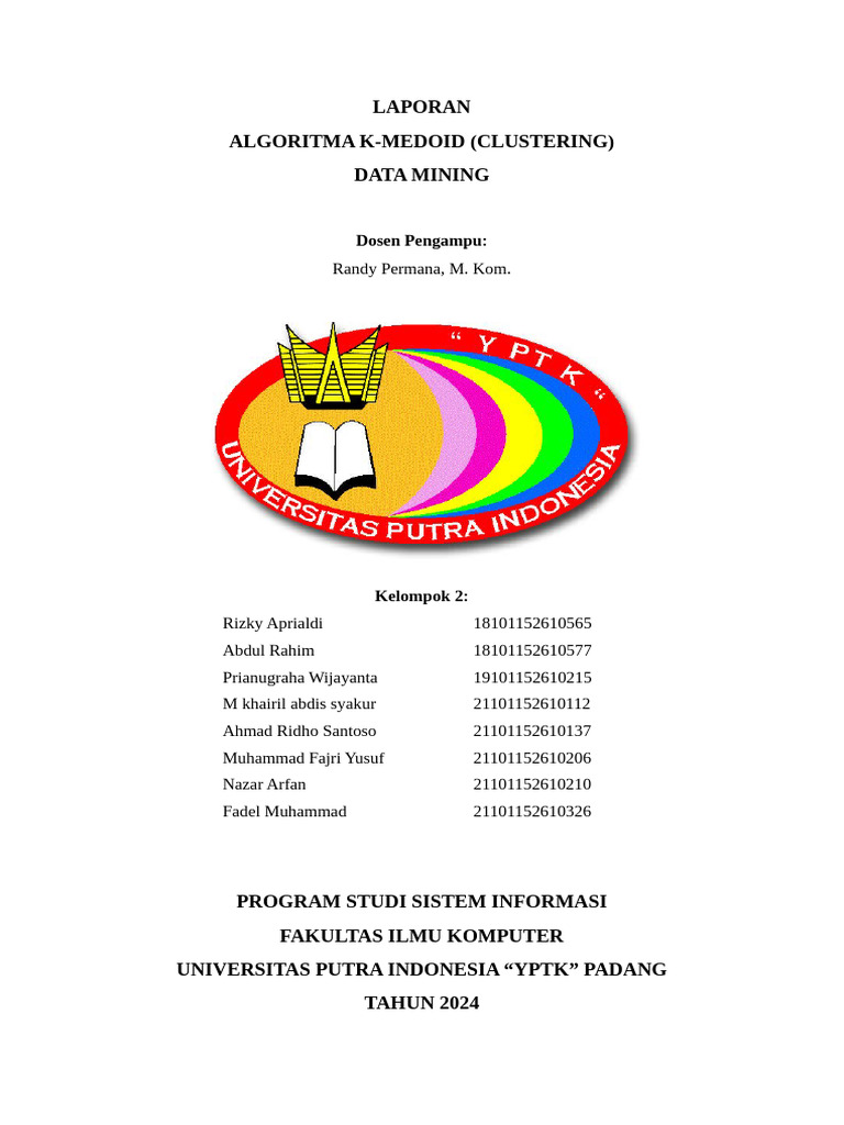 Laporan K-Medoids (Clustering) Data Mining Kelompok 2 | PDF