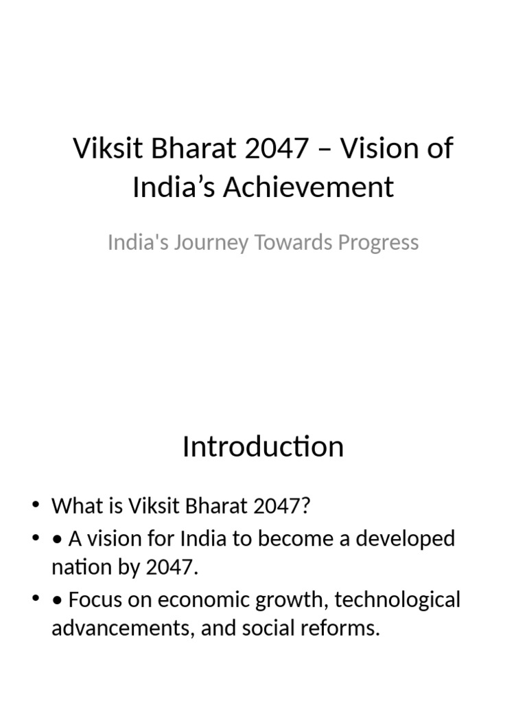Viksit Bharat 2047: Vision for India | PDF