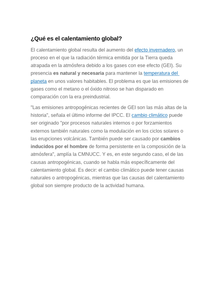 Qué Es El Calentamiento Global | PDF