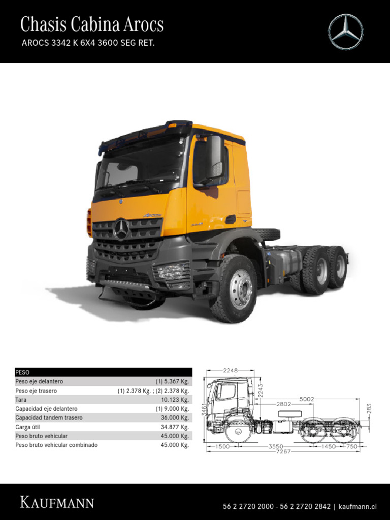 Arocs 3342 K: Chasis Cabina 6X4 | PDF | Eje | Vehículo de motor