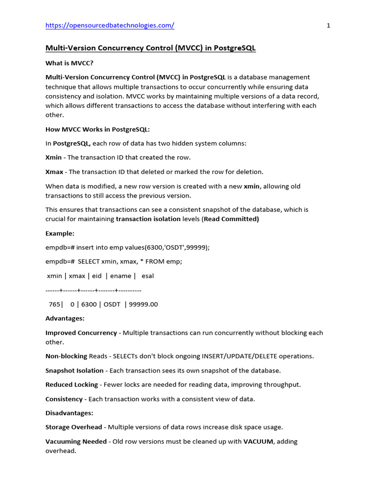 Multi-Version Concurrency Control (MVCC) in PostgreSQL | PDF | Computer ... Multi-Version Concurrency Control (MVCC) in PostgreSQL | PDF | Computer ...