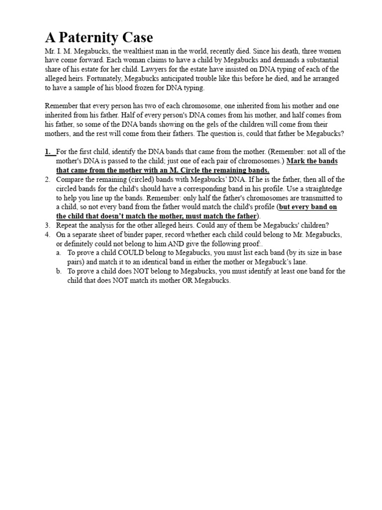 DNA Analysis in Paternity Case | PDF | Father | Dna