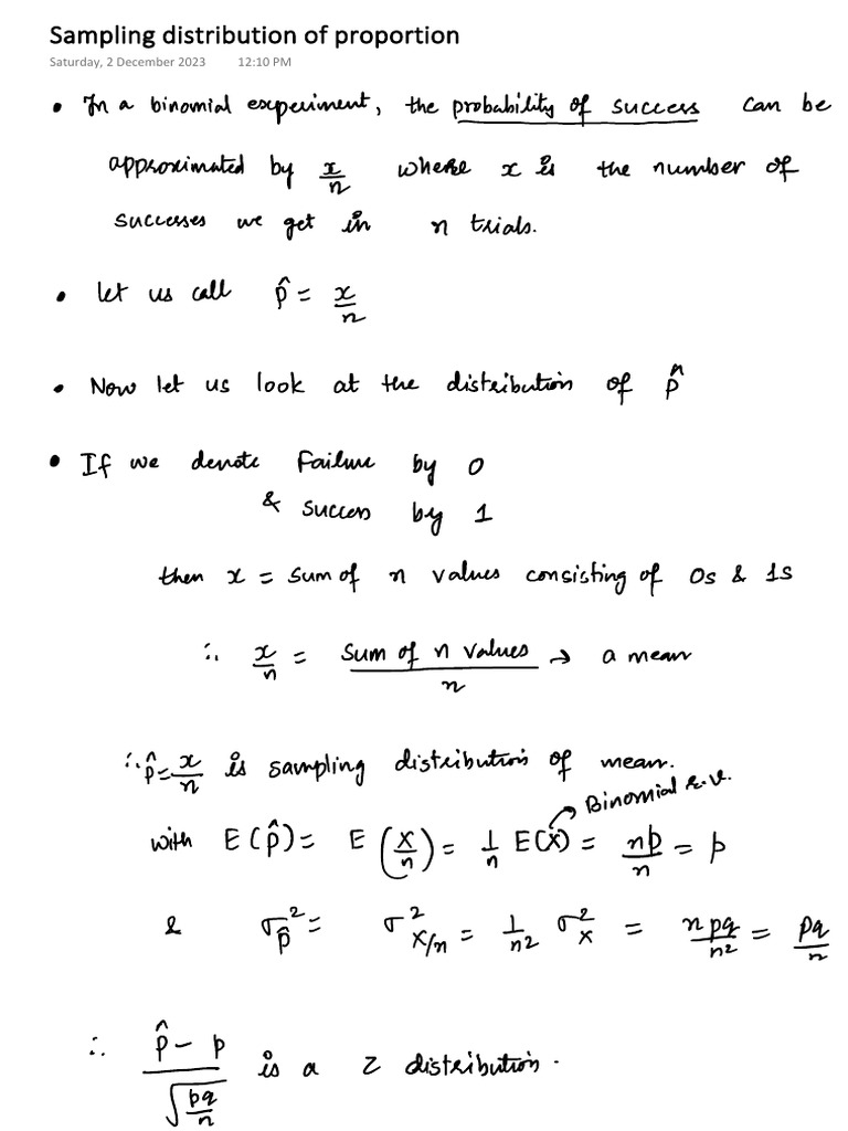 Chapter8_Notes10(Sampling Distribution of Proportion) | PDF