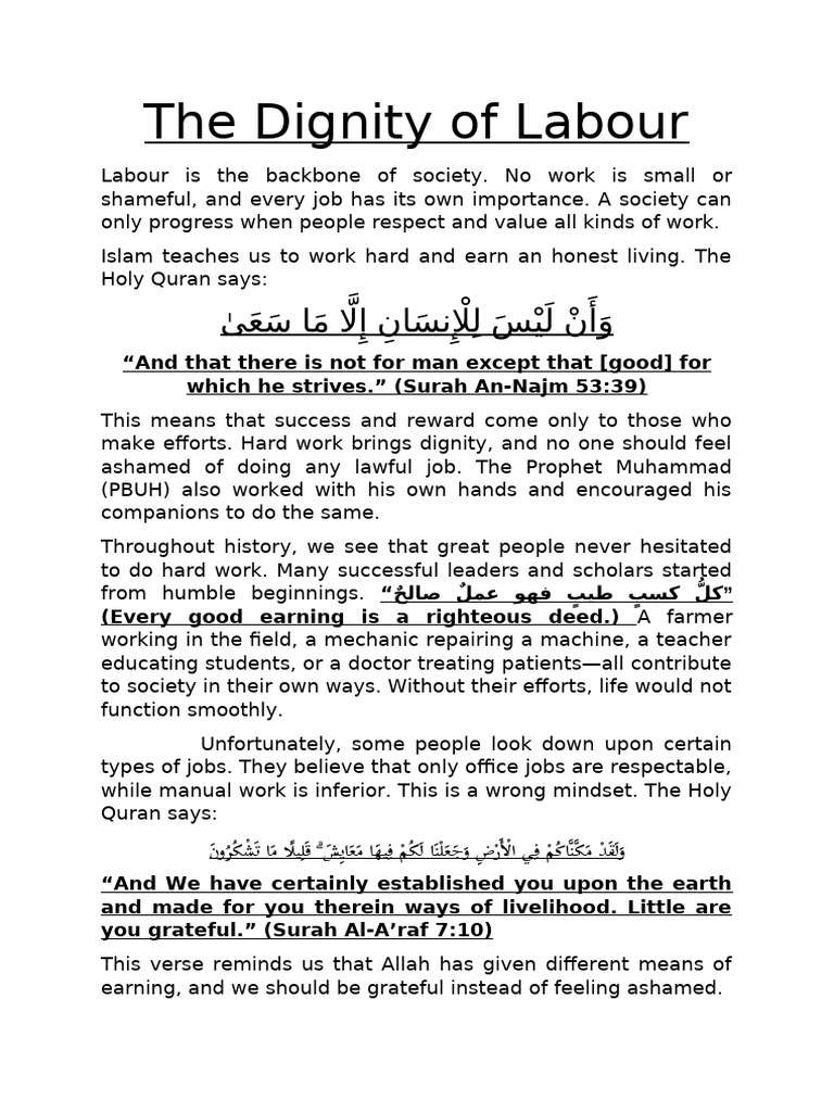 The Dignity of Labour | PDF | Quran | Islam