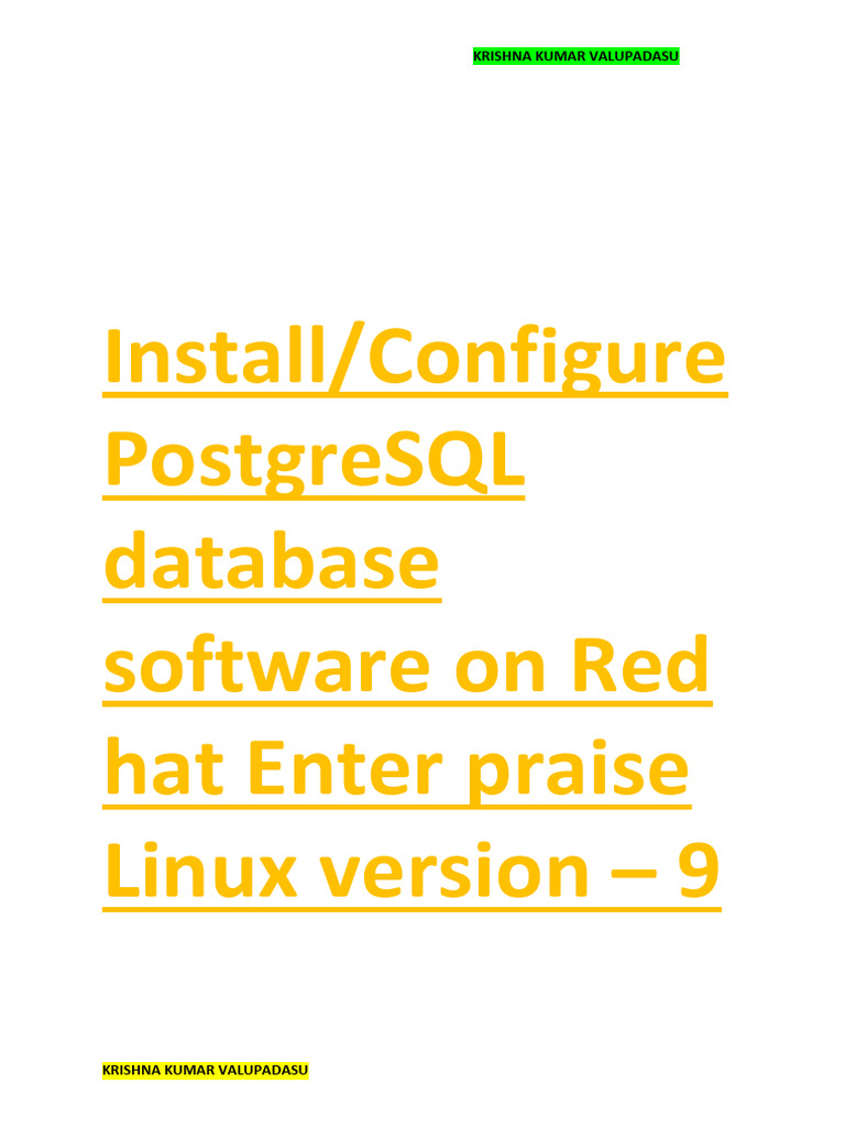Install_Configure_PostgreSQL_REDHAT_EL_VERSION_9 | PDF