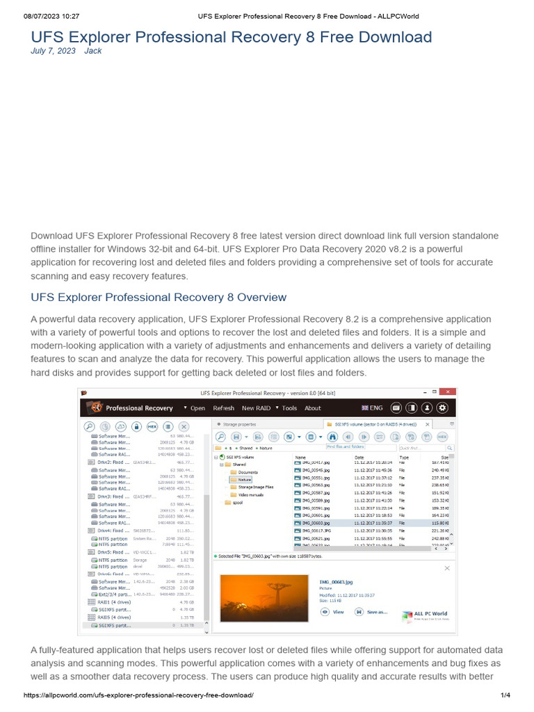 UFS Explorer Professional Recovery 8 Free Download - ALLPCWorld | PDF | Microsoft Windows ...