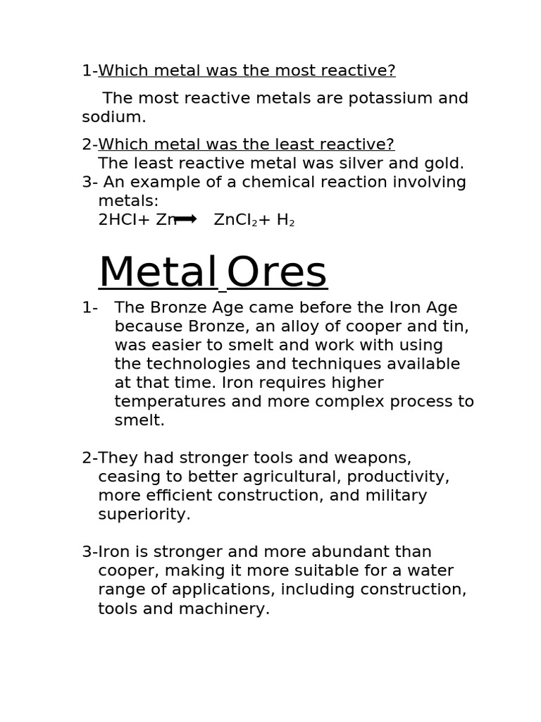 Which Metal Was The Most Reactive | PDF