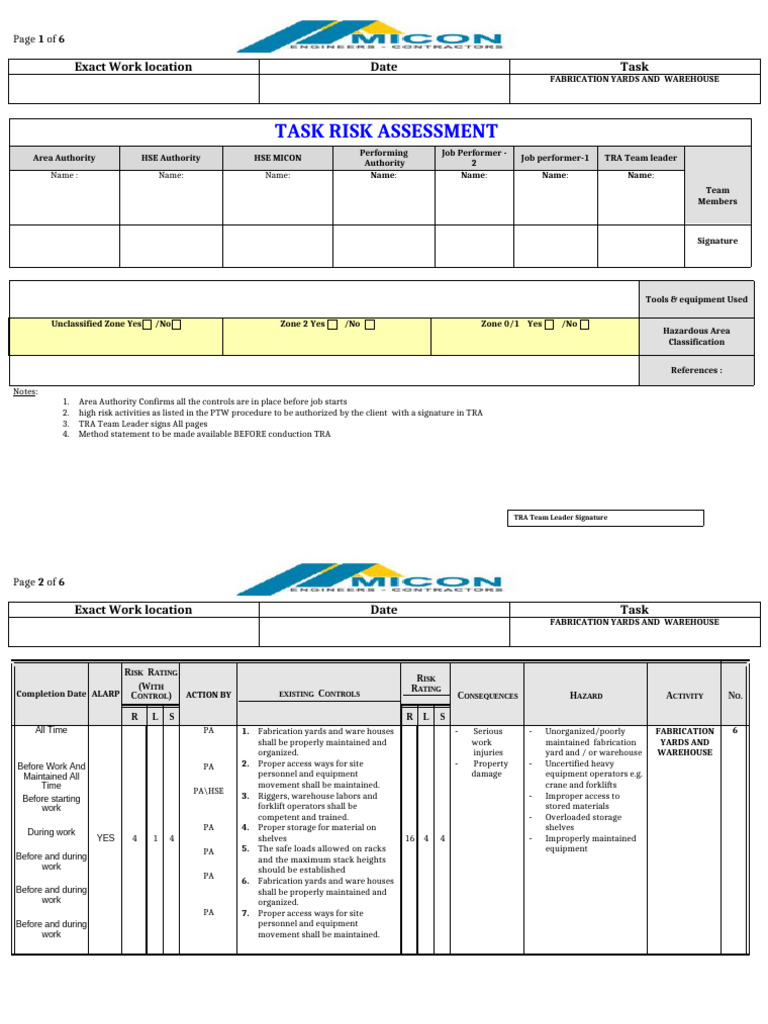 6- FABRICATION YARDS AND WAREHOUSE | PDF | Warehouse | Hazards