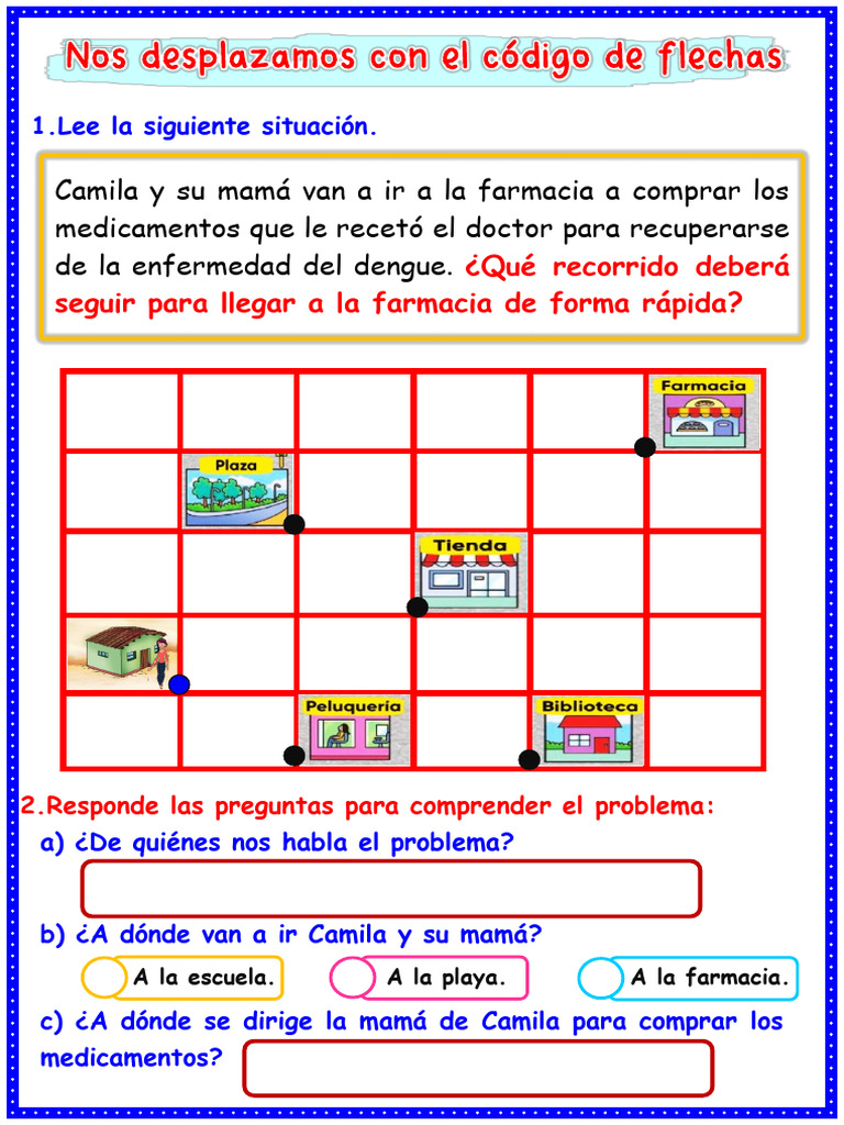 Ficha Nos Desplazamos Con El Código de Flechas Maestra Janet 2° | PDF