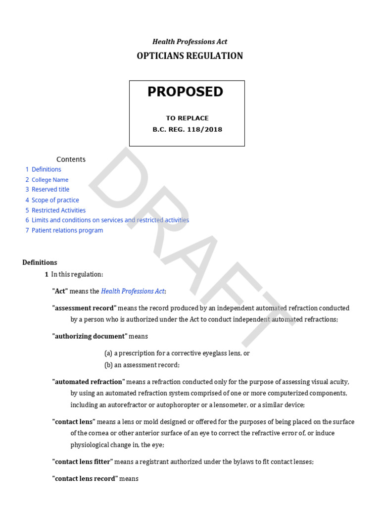 Opticians Regulation | PDF | Optometry | Contact Lens