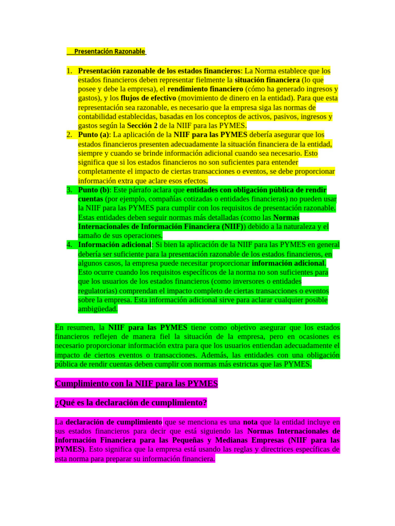 Estados Financieros y NIIF para PYMES | PDF | normas internacionales de ...