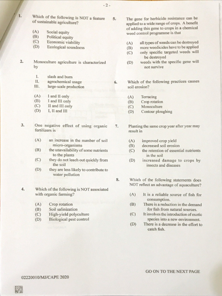 EnvScience 2020 U2 P1 | PDF