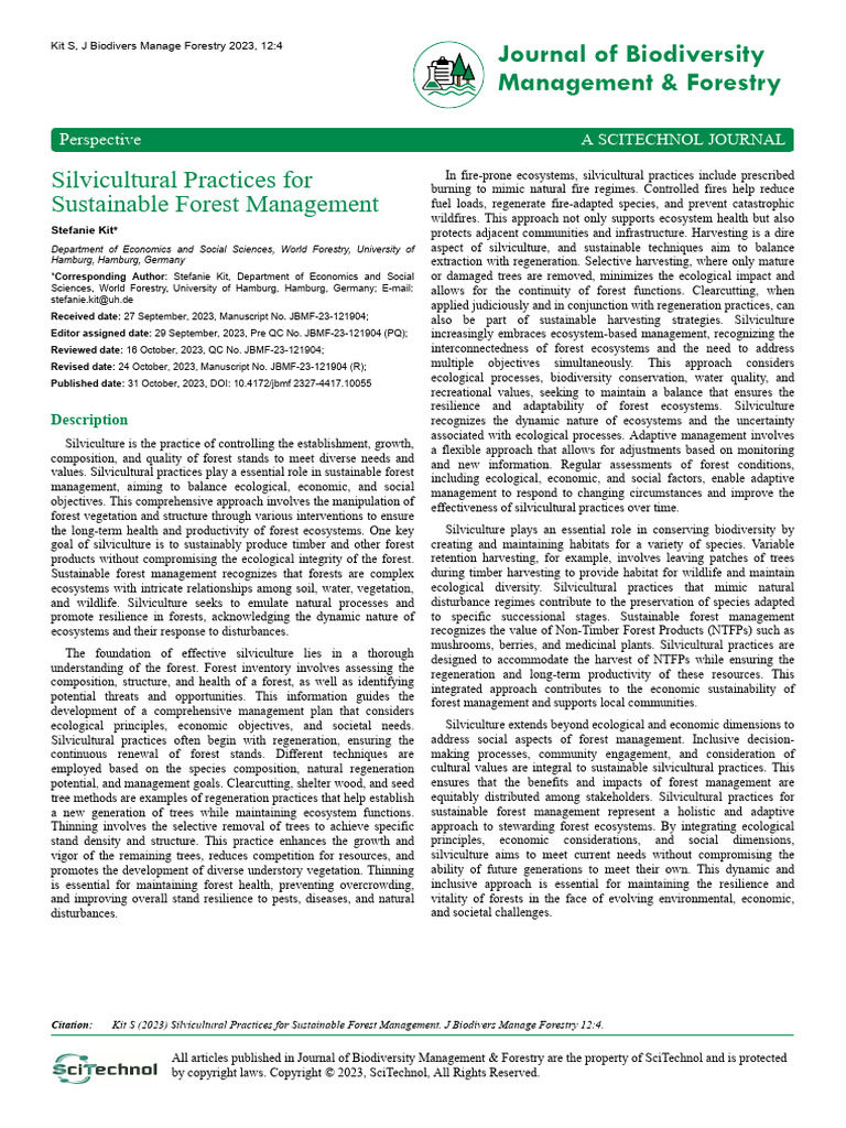 Sustainable Silvicultural Practices Guide | PDF | Forest Management ...
