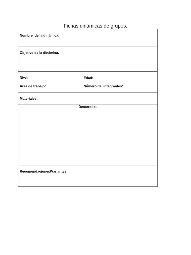 Ficha Dinamicas de Grupos | PDF