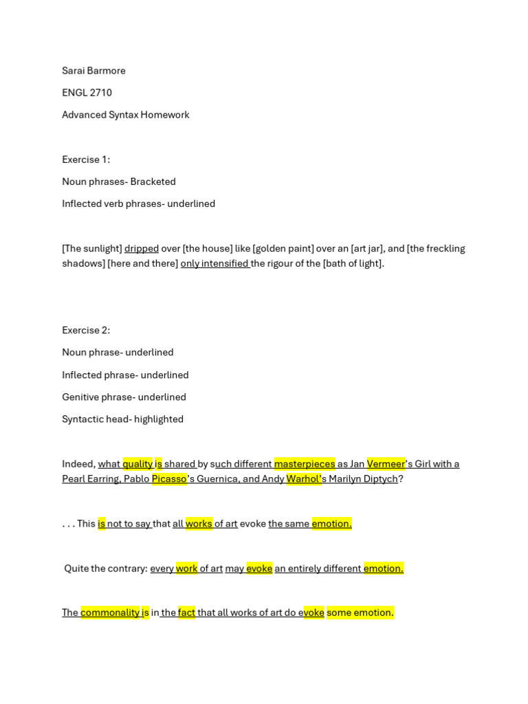 Advanced Syntax Exercises | PDF