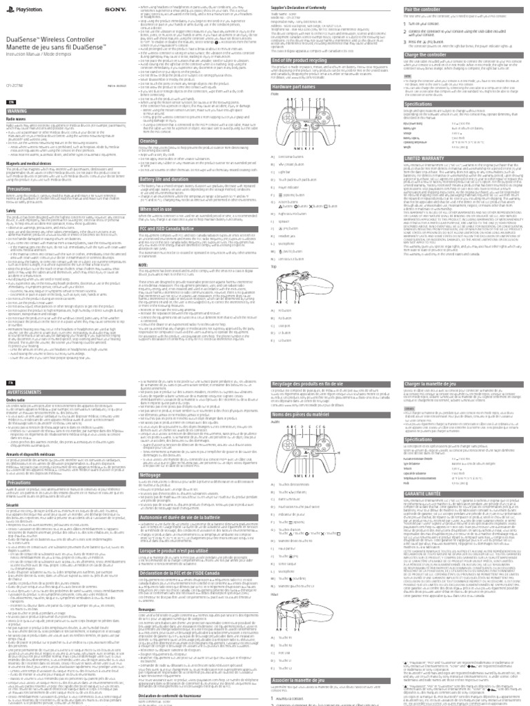 En FR AMER DualSense Wireless Controller Instruction Man v2 Web | PDF ...