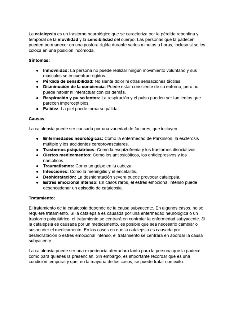 Catalepsia | PDF