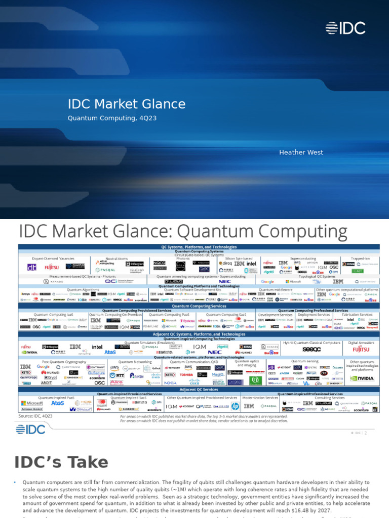 IDC Market Glance Quantum Computing, 4Q23 - 2023 Nov | PDF | Quantum ...