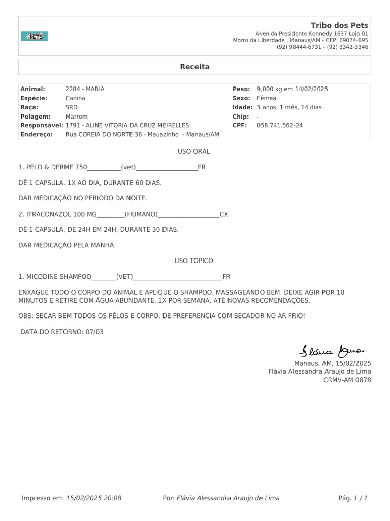 Receita - MARIA - ALINE | PDF