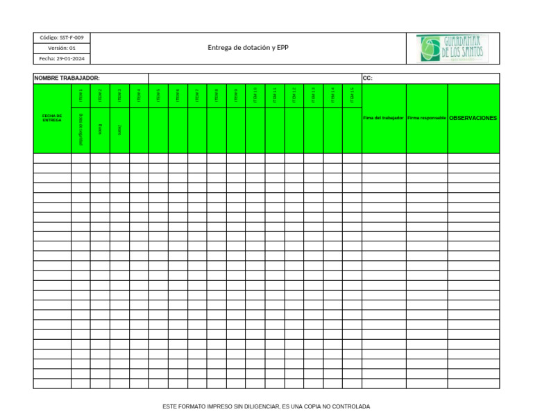 Entrega Dotación y EPP | PDF