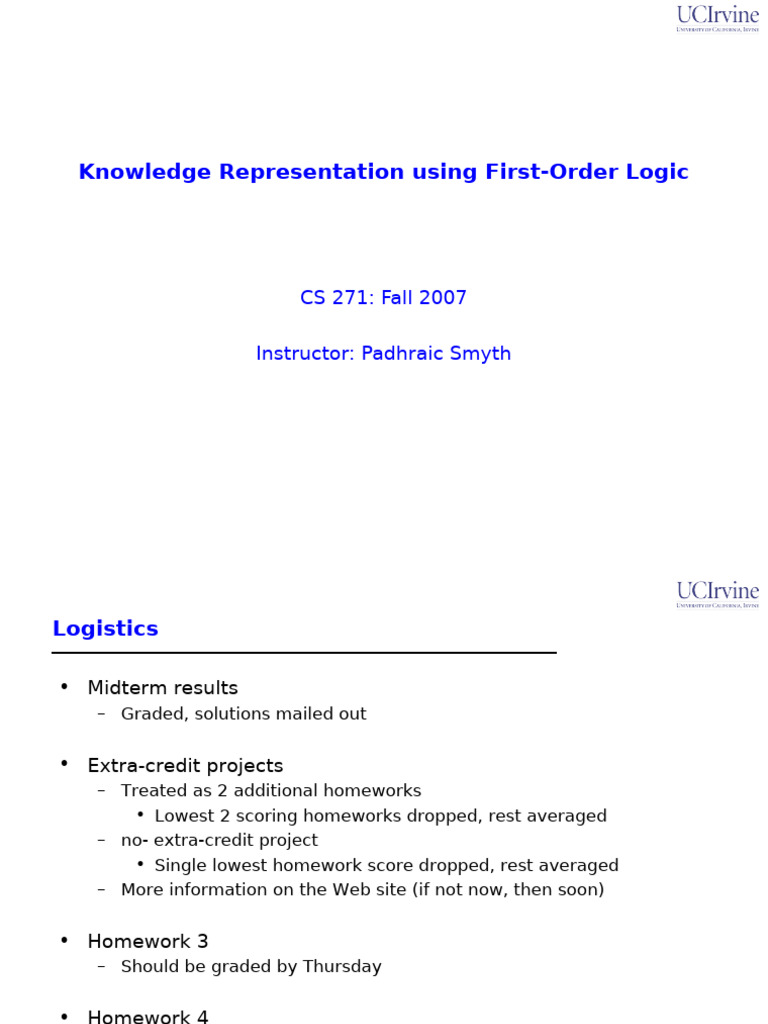 Artificial-Intelligence TOPIC 8 First Order Logic | PDF | Logic | First Order Logic