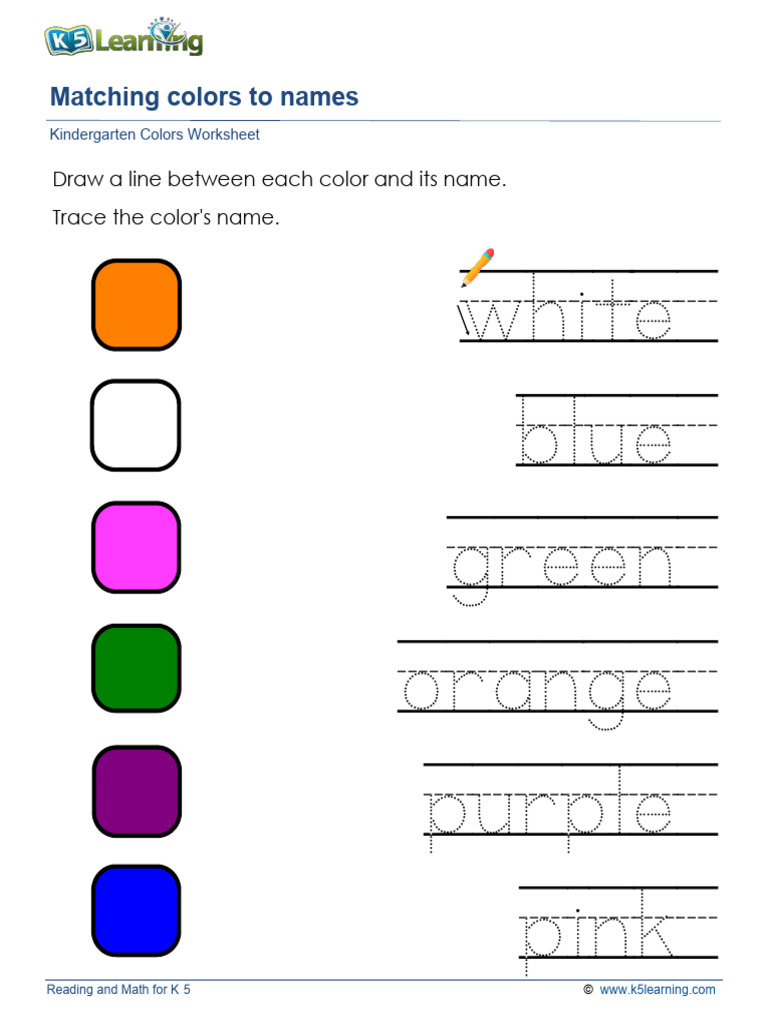 K-5 Colors Matching Worksheet | PDF
