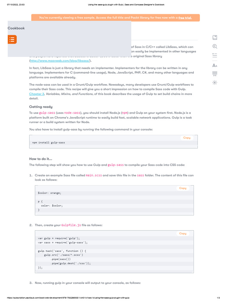 Using the sass-gulp plugin with Gulp _ Sass and Compass Designer's Cookbook | PDF | Object ...