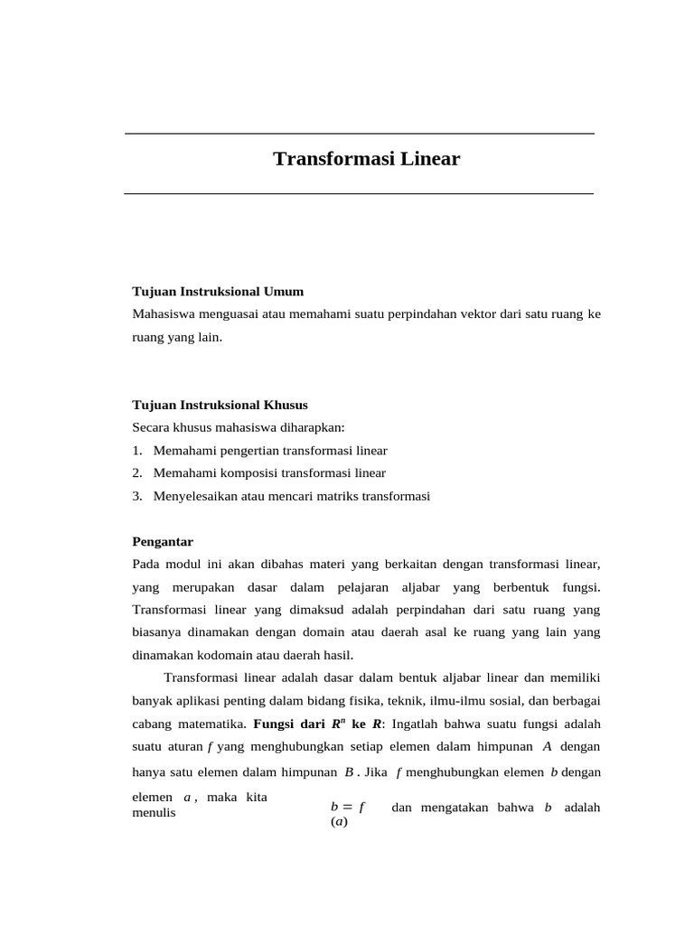 Transformasi Linear | PDF