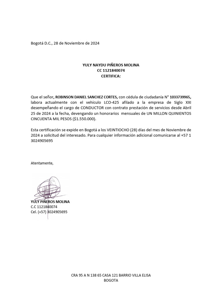 Certificado Daniel 1 | PDF