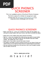 Quick Phonics Screener - Scoring Form | PDF | Phonics | Written ...