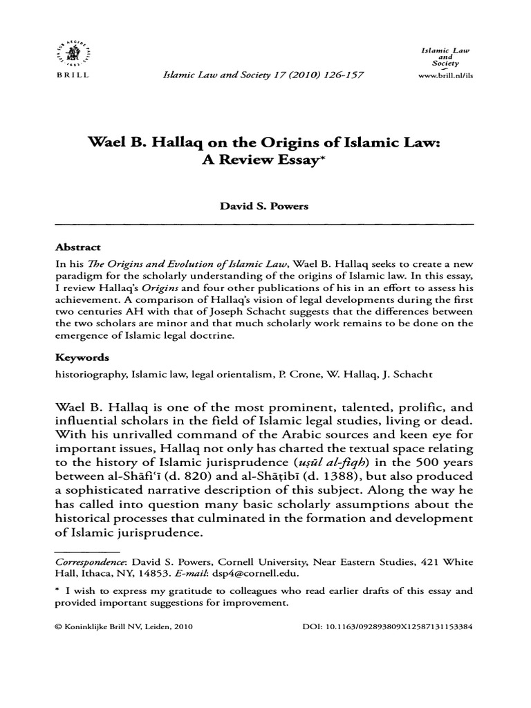 Hallaq's Paradigm on Islamic Law Origins | PDF | Sharia | Islamic ...