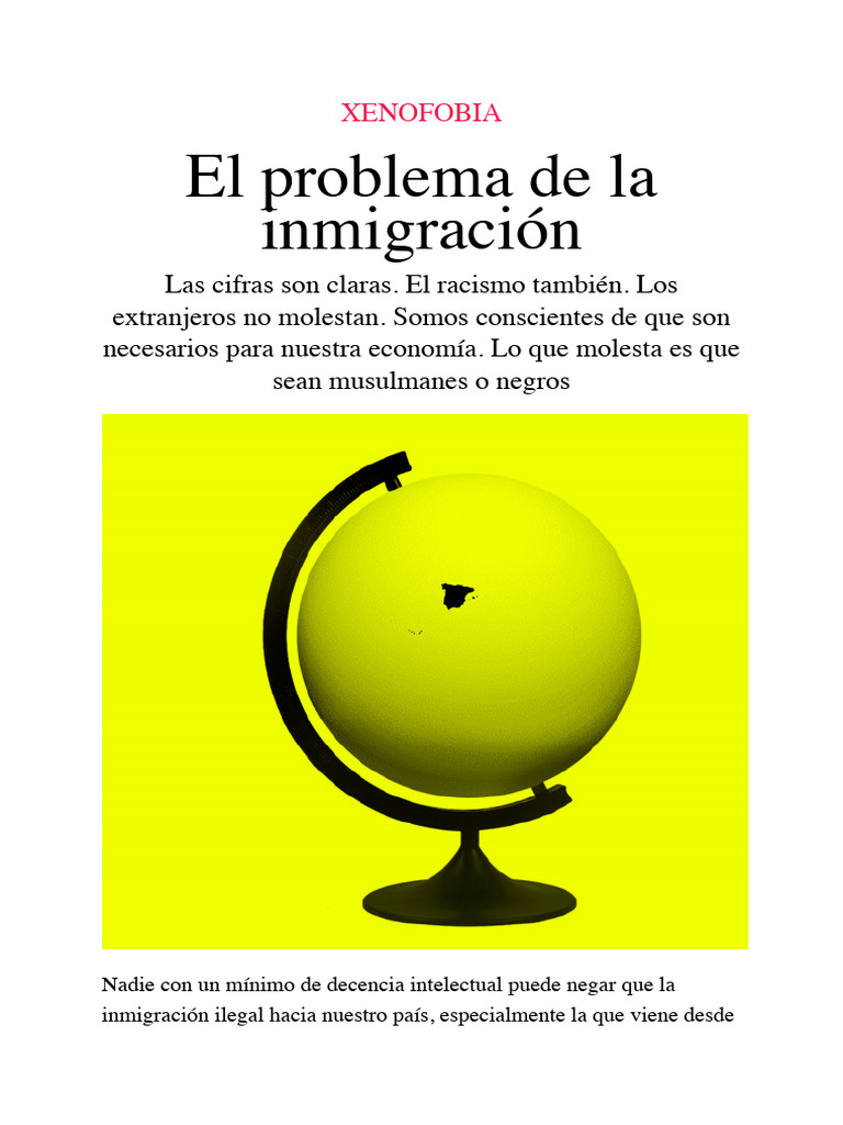 El problema de la inmigración | PDF | Inmigración | Xenofobia