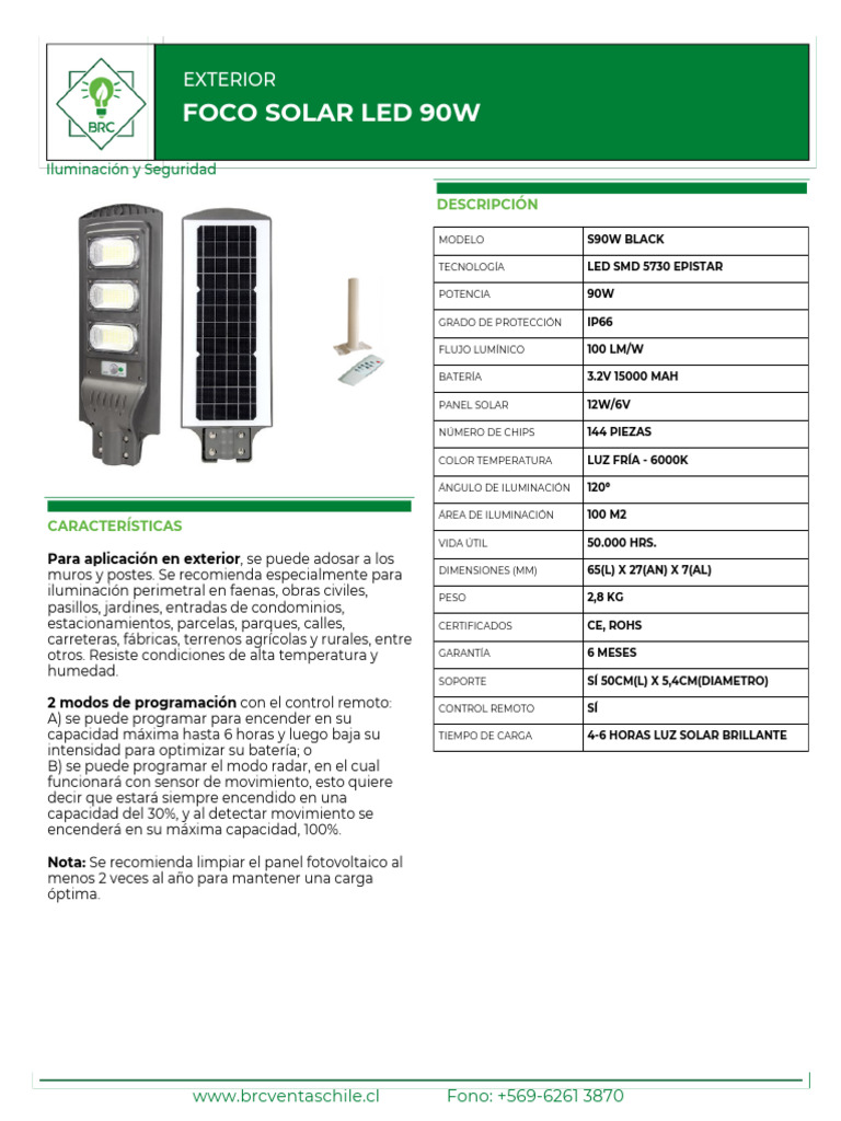 Foco Solar Led 90W Ip66 | PDF | Diodo emisor de luz