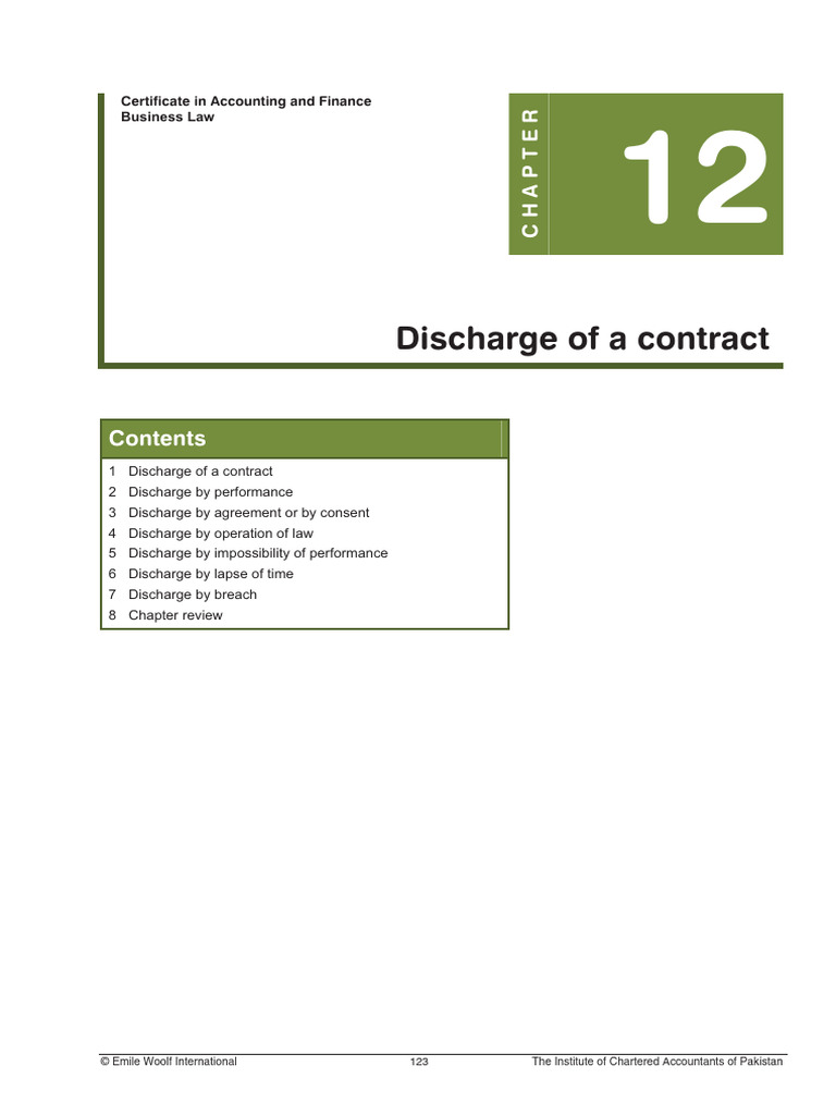 Discharge of a Contract Explained | PDF | Breach Of Contract | Contract Law