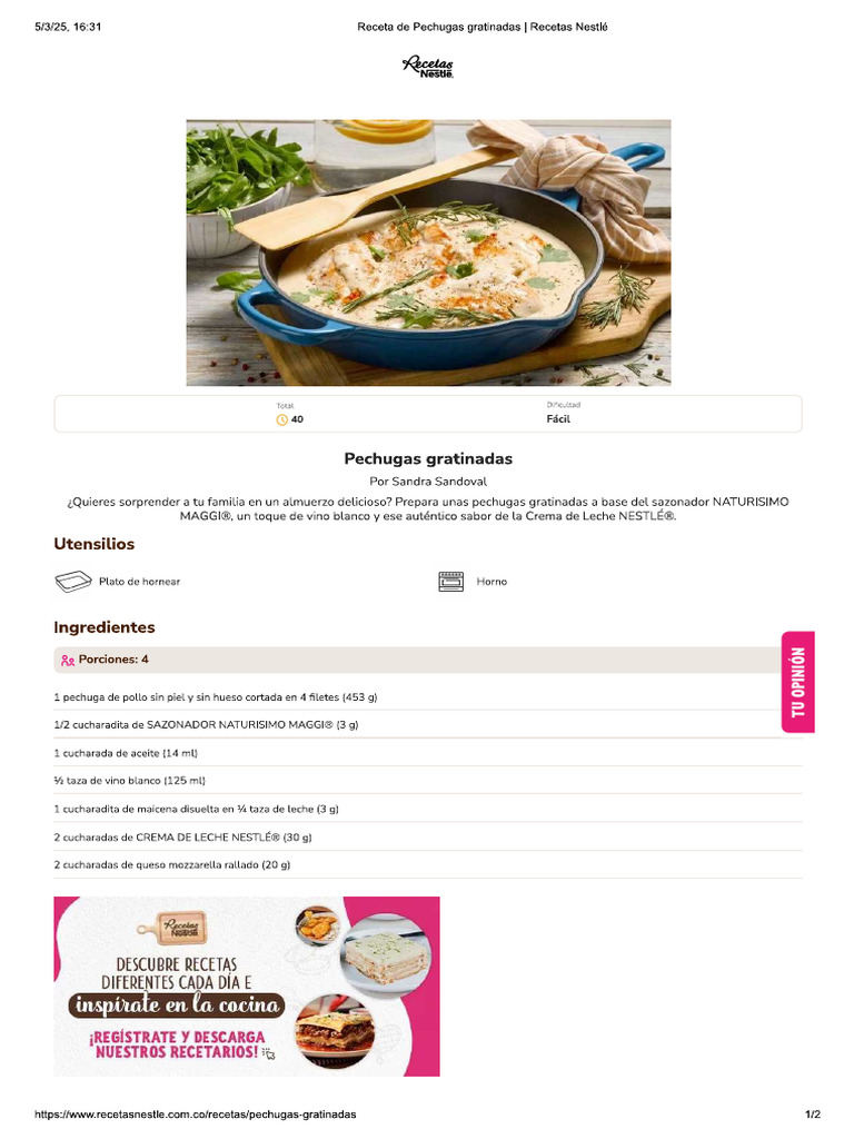 Pechugas Gratinadas | PDF