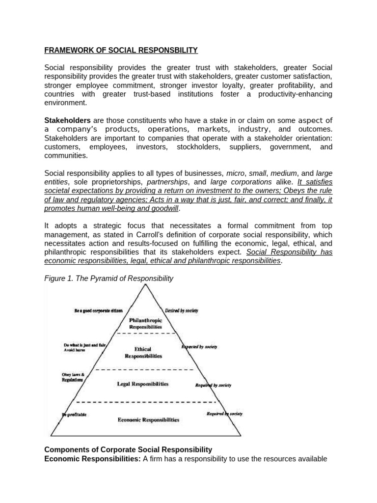 Framework of Social Responsibility | PDF | Corporate Social ...