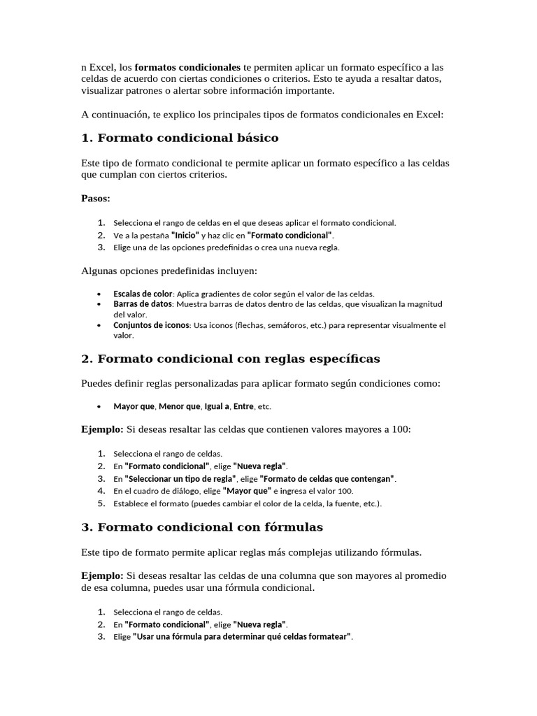 Formatos Condicionales Excel | PDF | Microsoft Excel