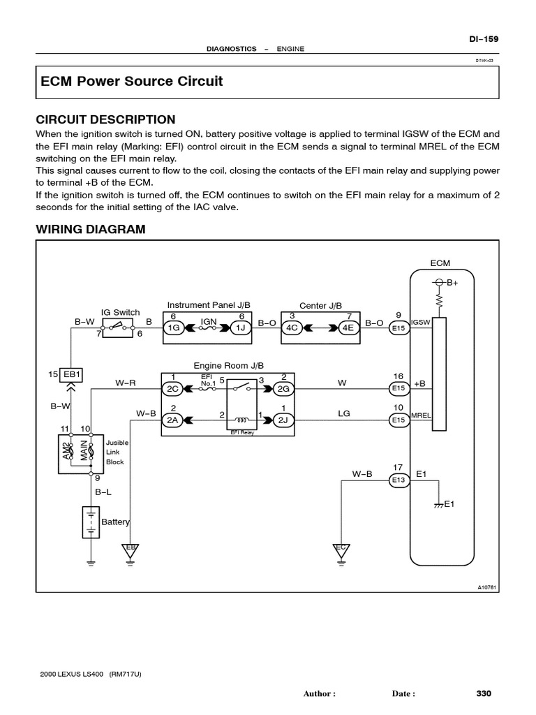 Engine - ECM Power Source Circuit Ls400 | PDF | Relay | Equipment