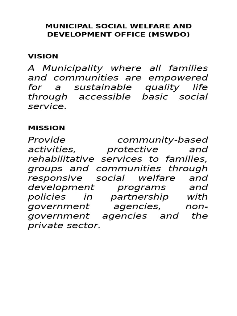 MSWDO Vision, Mission, and Guidelines | PDF