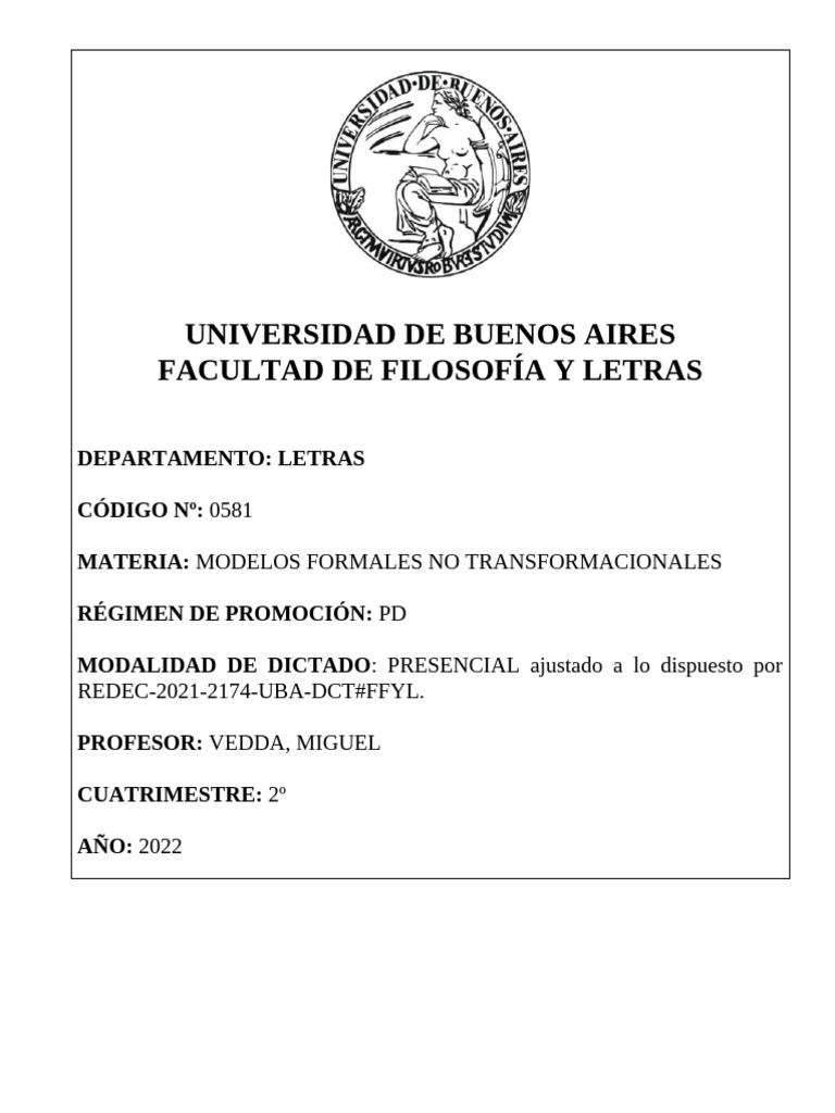 Programa Modelos Formales No Transformacionales MFNT 2C-2022 | PDF ...