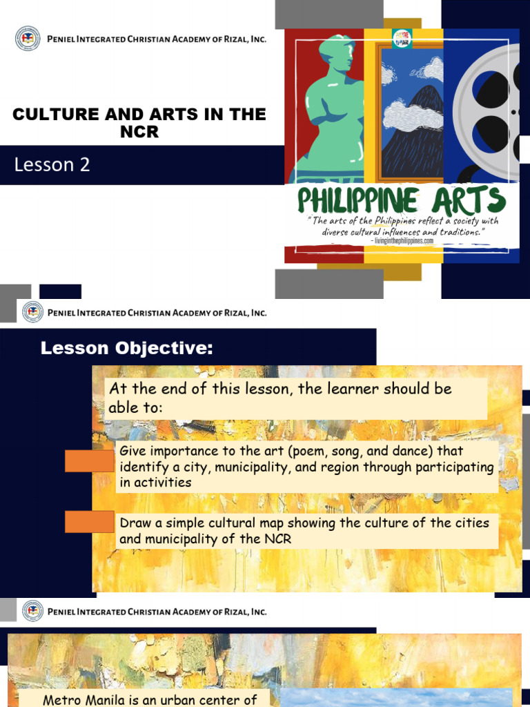 Social Studies 3. q3. Unit II. Lesson 2. Culture and Arts in The NCR ...