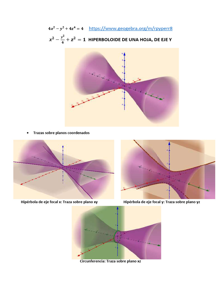 10 - Superficies - HIPERBOLOIDE - Grafico y Estudio | PDF